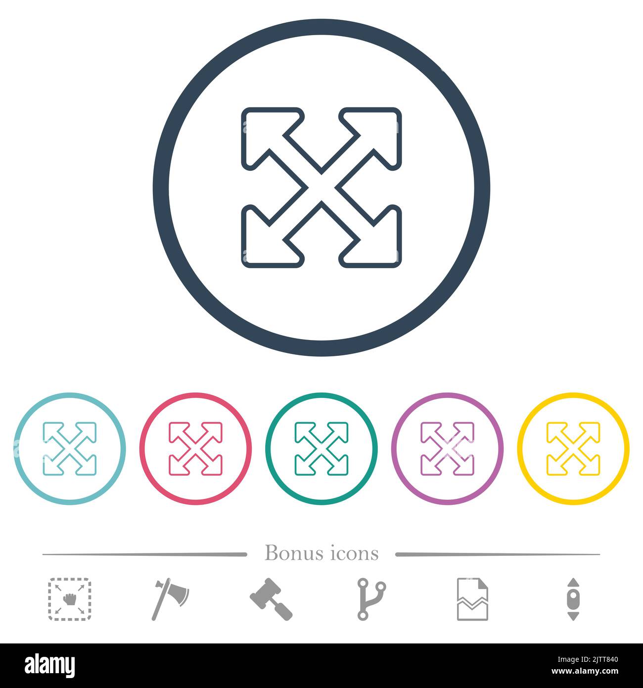 Resize Full Outline Flat Color Icons In Round Outlines 6 Bonus Icons Included Stock Vector