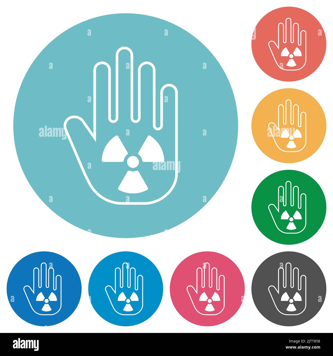 Hand shaped uranium sanction sign outline flat white icons on round ...