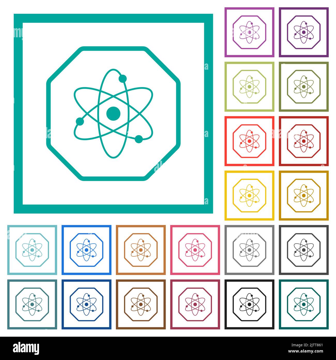 Octagon shaped nuclear energy sanction sign outline flat color icons ...