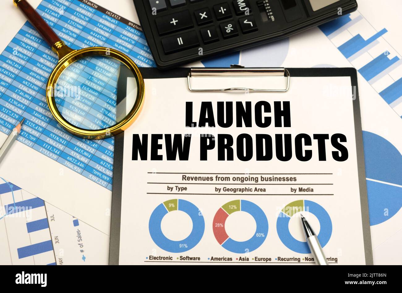 Business concept. Against the background of charts and graphs, there ...