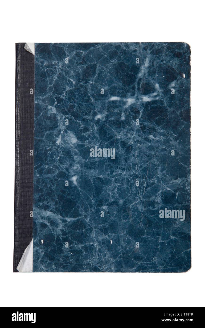 Front cover picture of a worn journal book isolated on white with path ...