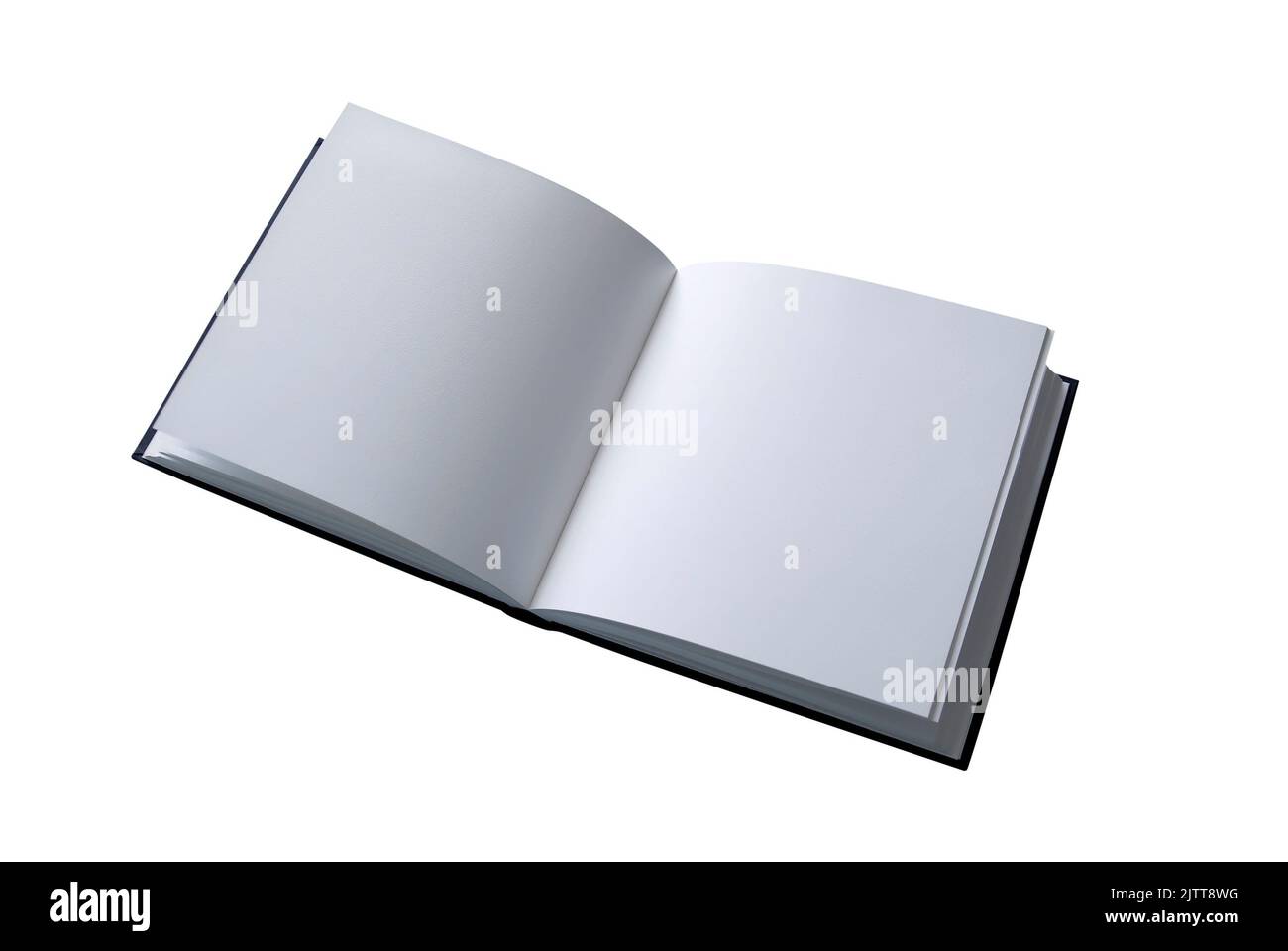 Open book with plain white pages isolated on white with path cut out ...