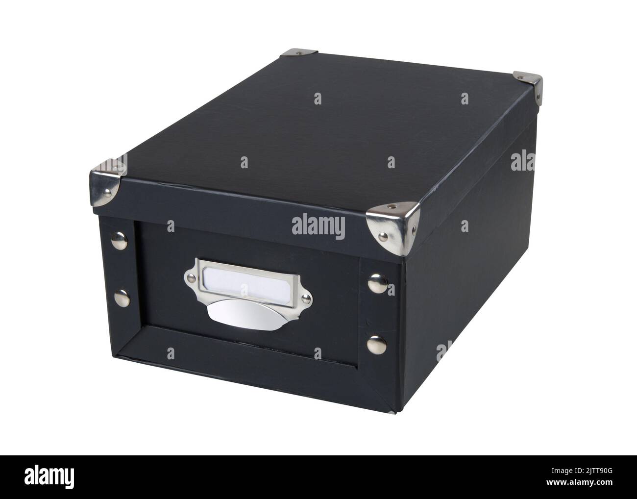 Single black storage filing box isolated on white with path cut out ...