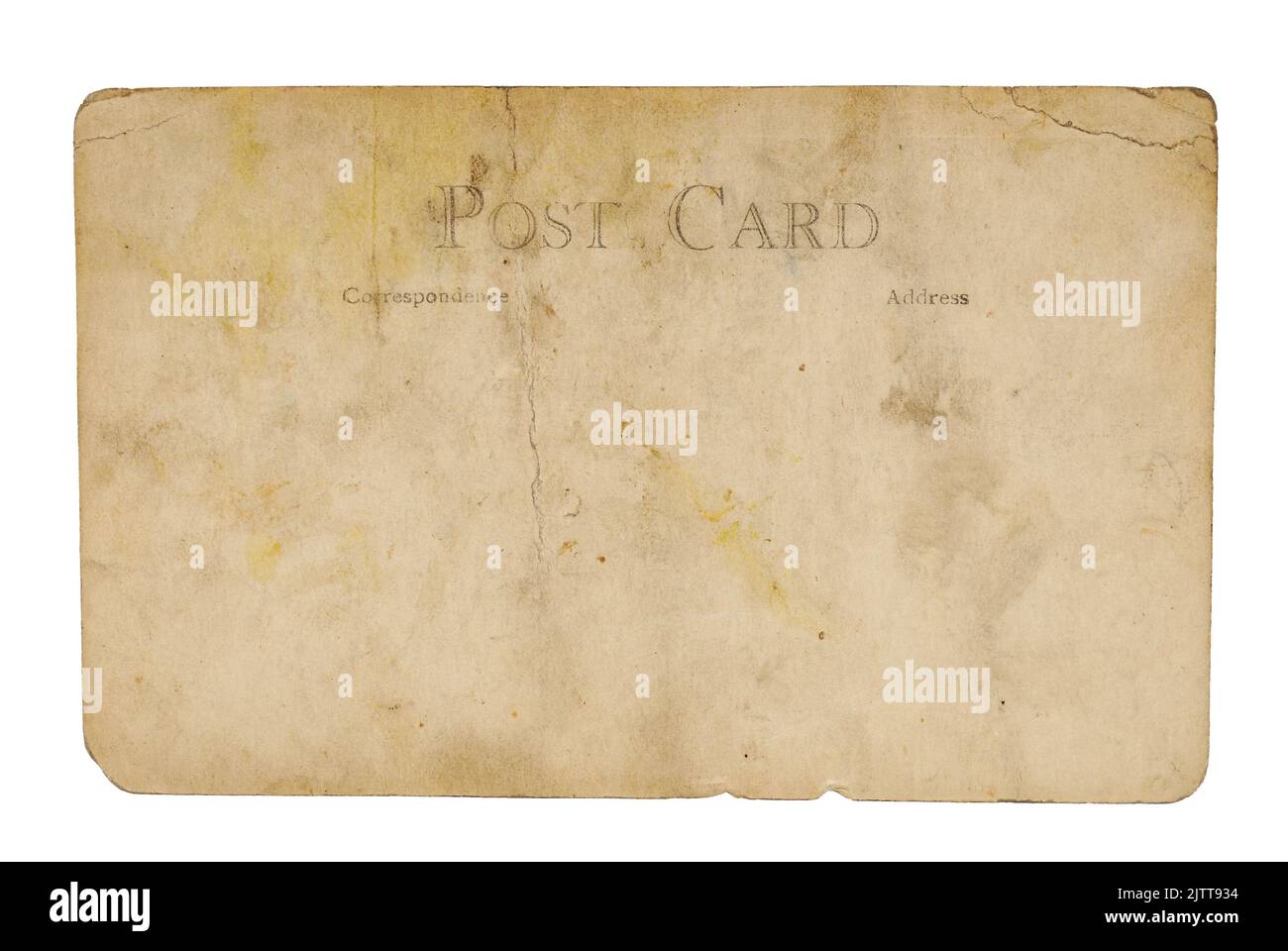 An old worn post card cut out on white background blank Stock Photo - Alamy