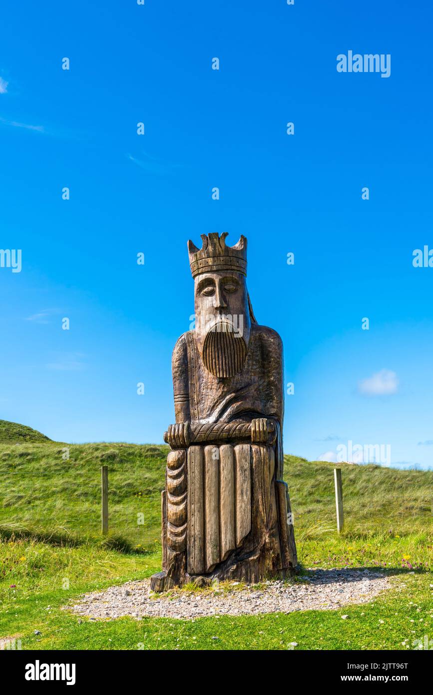 UIG, ISLE OF LEWIS, SCOTLAND - AUGUST 03, 2022: Wood carving of the ...