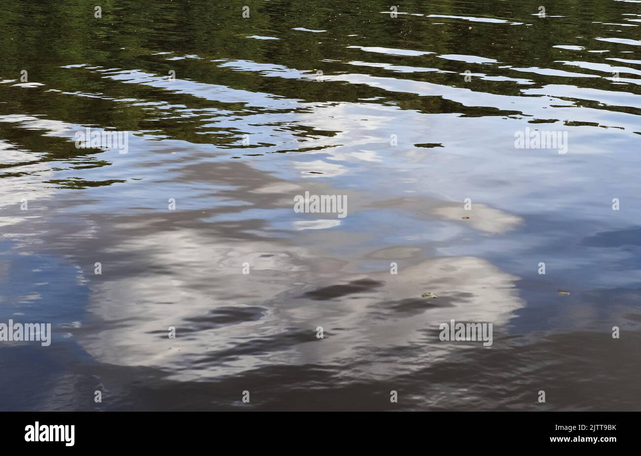 Water surfaces with waves and ripples and the sunlight reflecting at ...