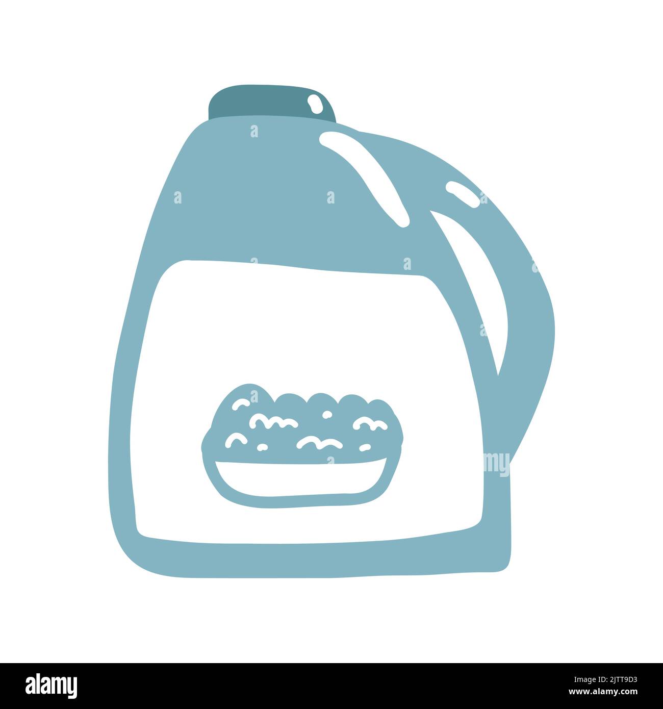 Detergent bottle, washing powder in cartoon hand drawn style. Vector ...