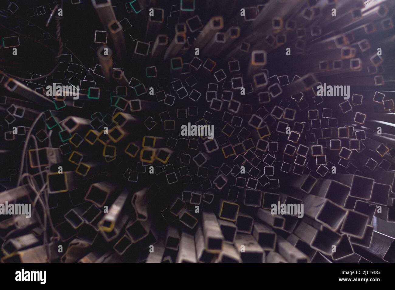 A stack of square aluminum tubs Stock Photo - Alamy