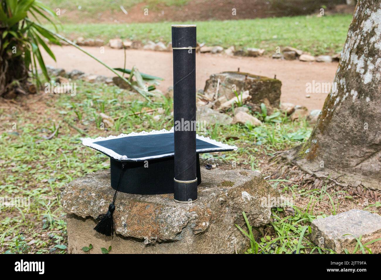 graduation cap and straw in rio de janeiro Stock Photo - Alamy