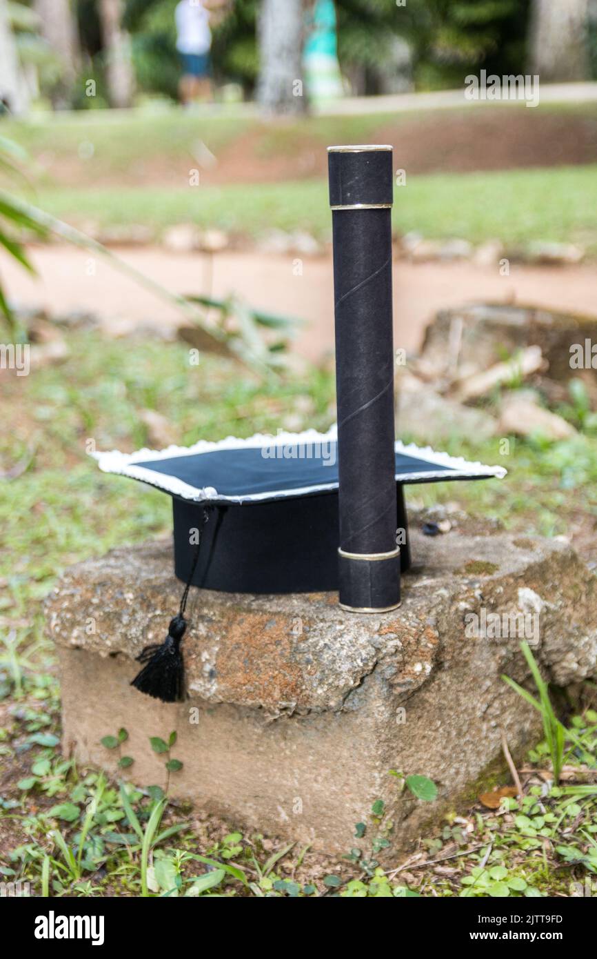 graduation cap and straw in rio de janeiro Stock Photo - Alamy