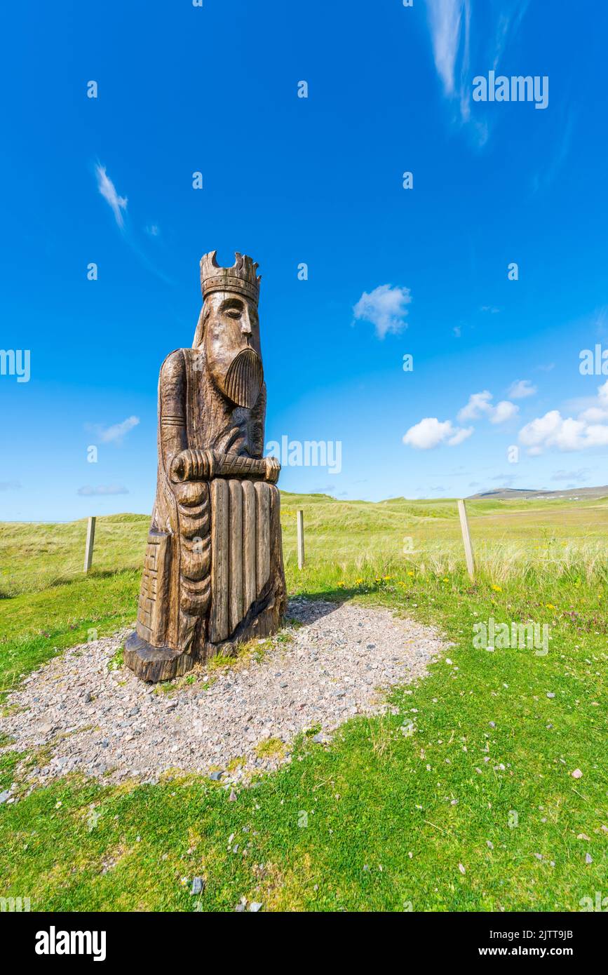 UIG, ISLE OF LEWIS, SCOTLAND - AUGUST 03, 2022: Wood carving of the ...