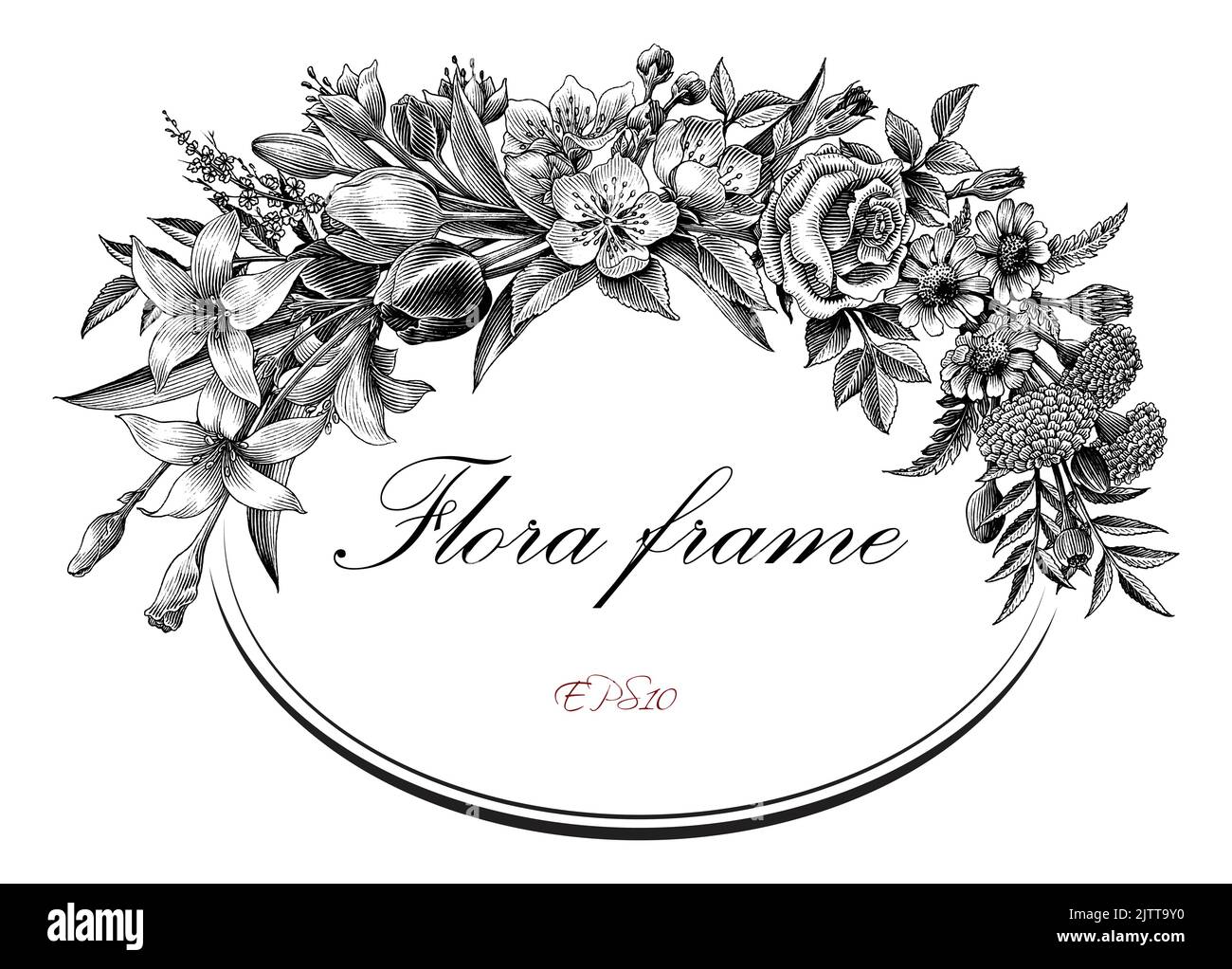 Vintage flora frame hand draw engraving style Stock Vector Image & Art ...