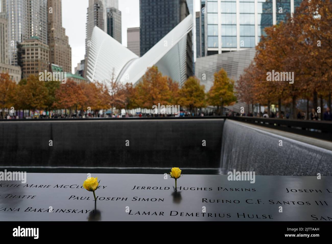 The National September 11 Memorial at Ground Zero in New York Stock ...