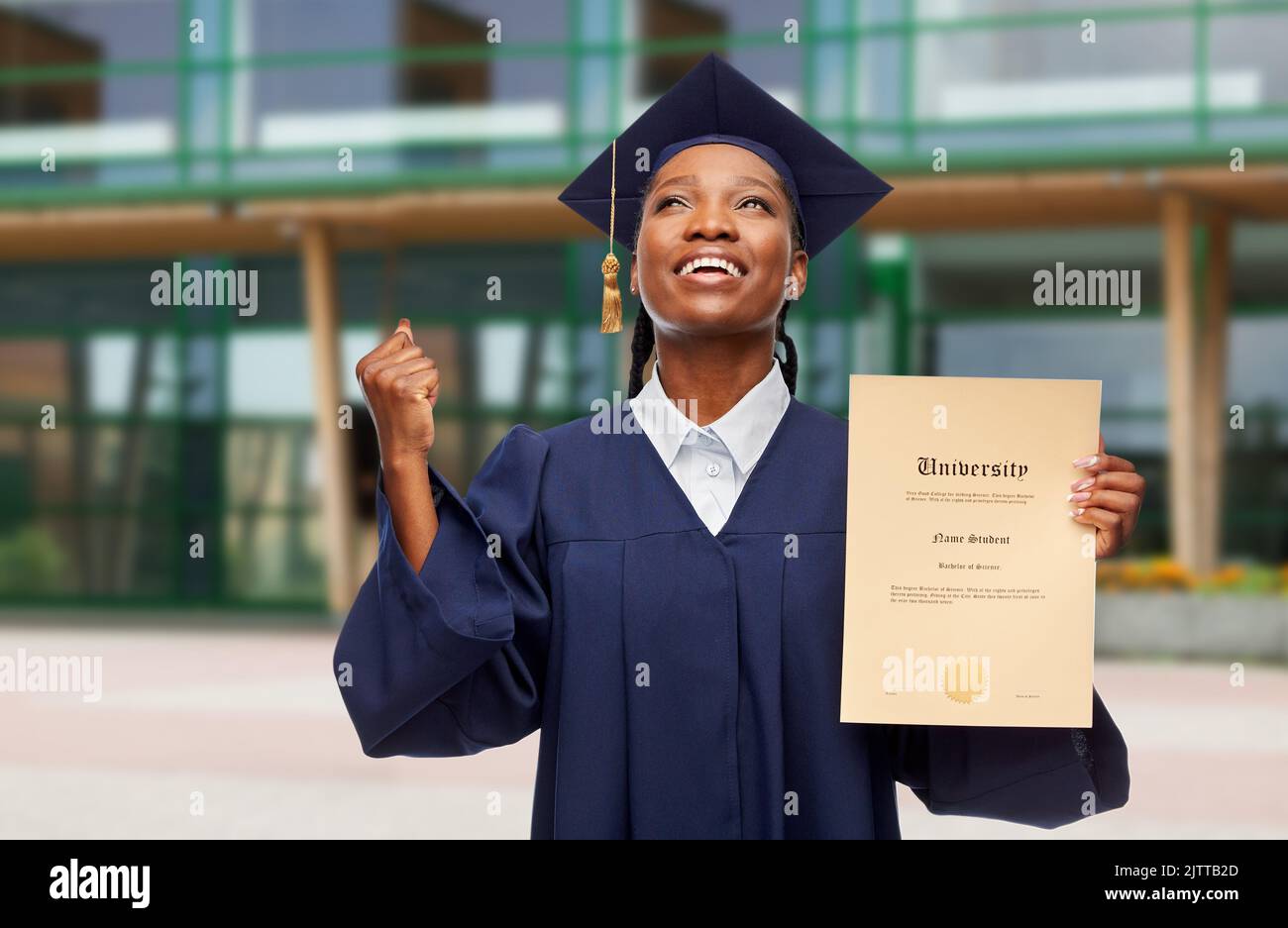 happy female graduate student with diploma Stock Photo - Alamy