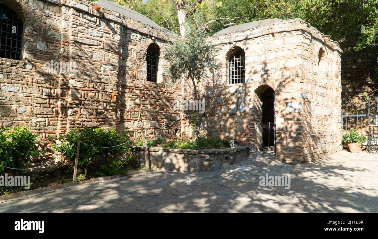 House of Virgin Mary near Ephesus. Exterior view of House of Virgin ...