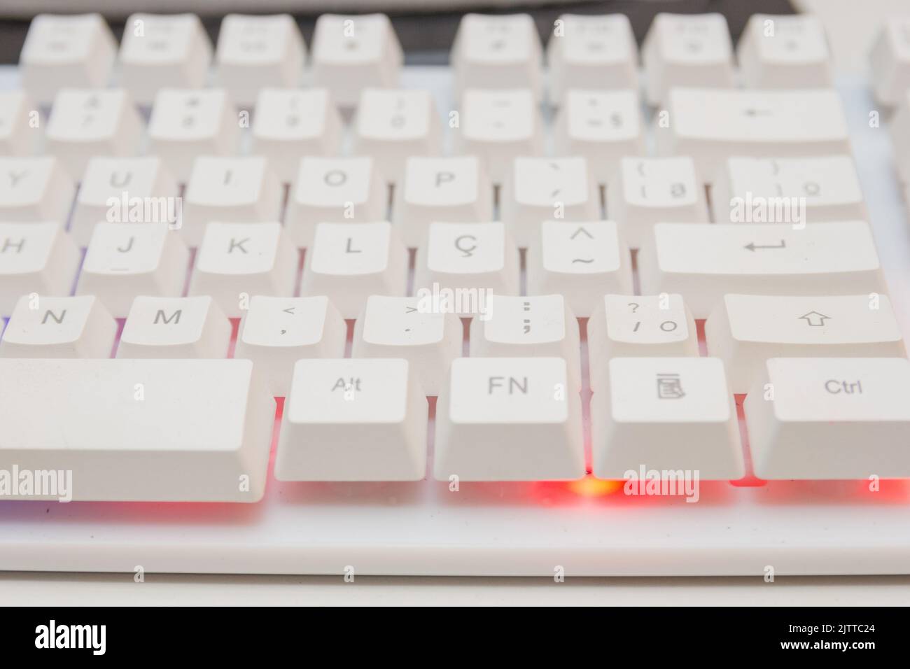 white gamer keyboard with colorful lights in rio de janeiro brazil ...