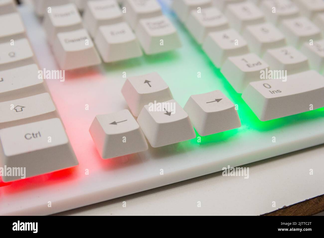 white gamer keyboard with colorful lights in rio de janeiro brazil ...