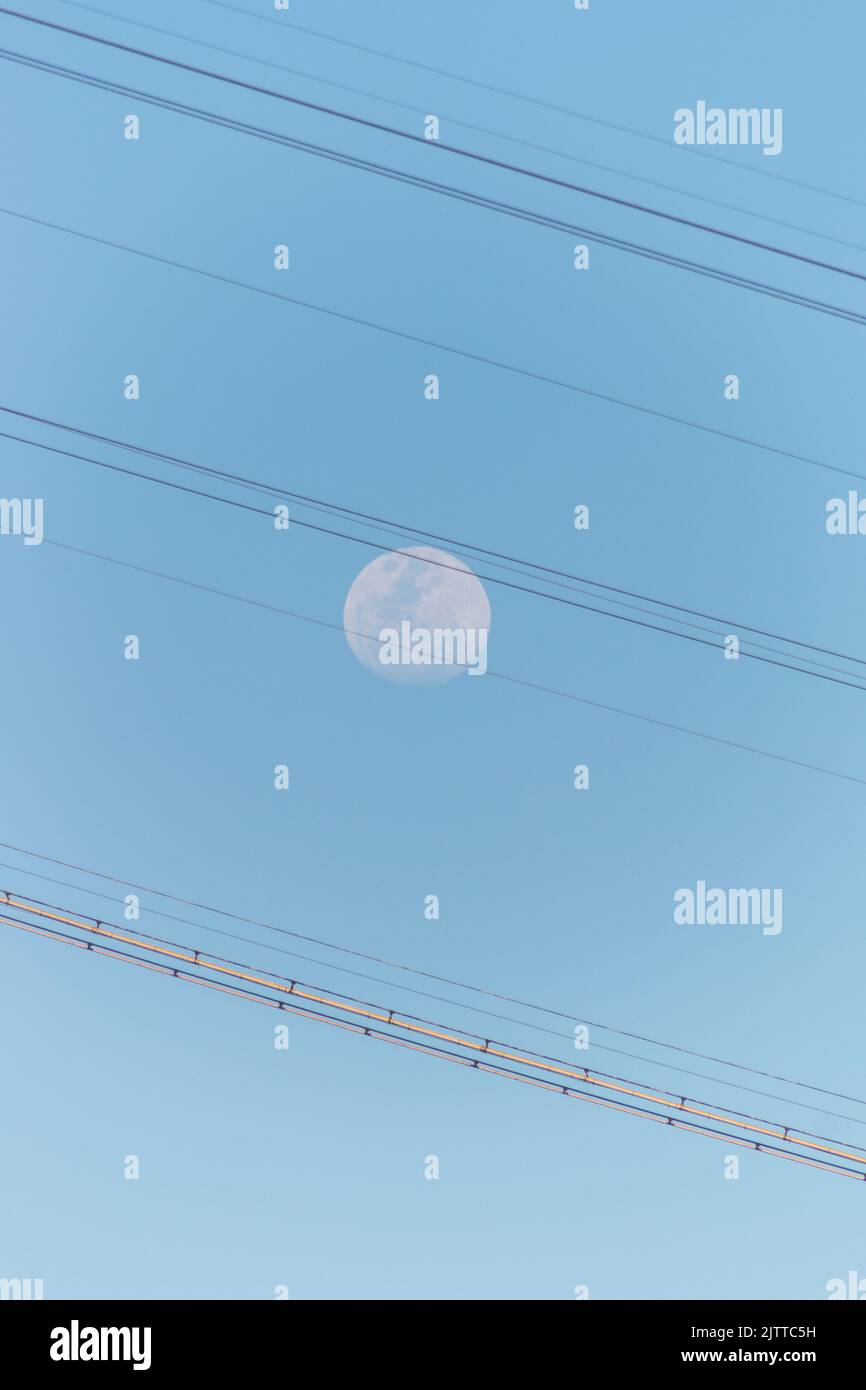 full moon with the sugarloaf cable car cables in rio de janeiro Stock ...