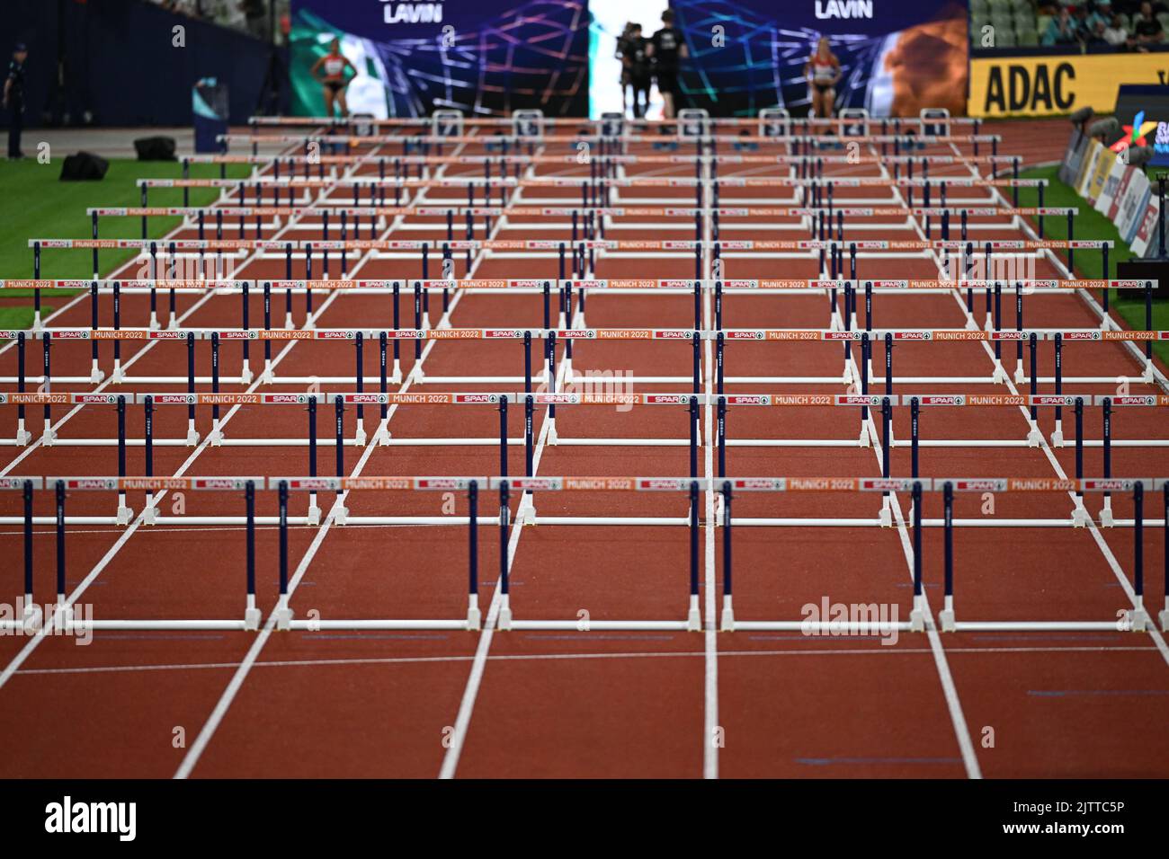 Finish line with the hurdles posted European Athletics Championships in ...