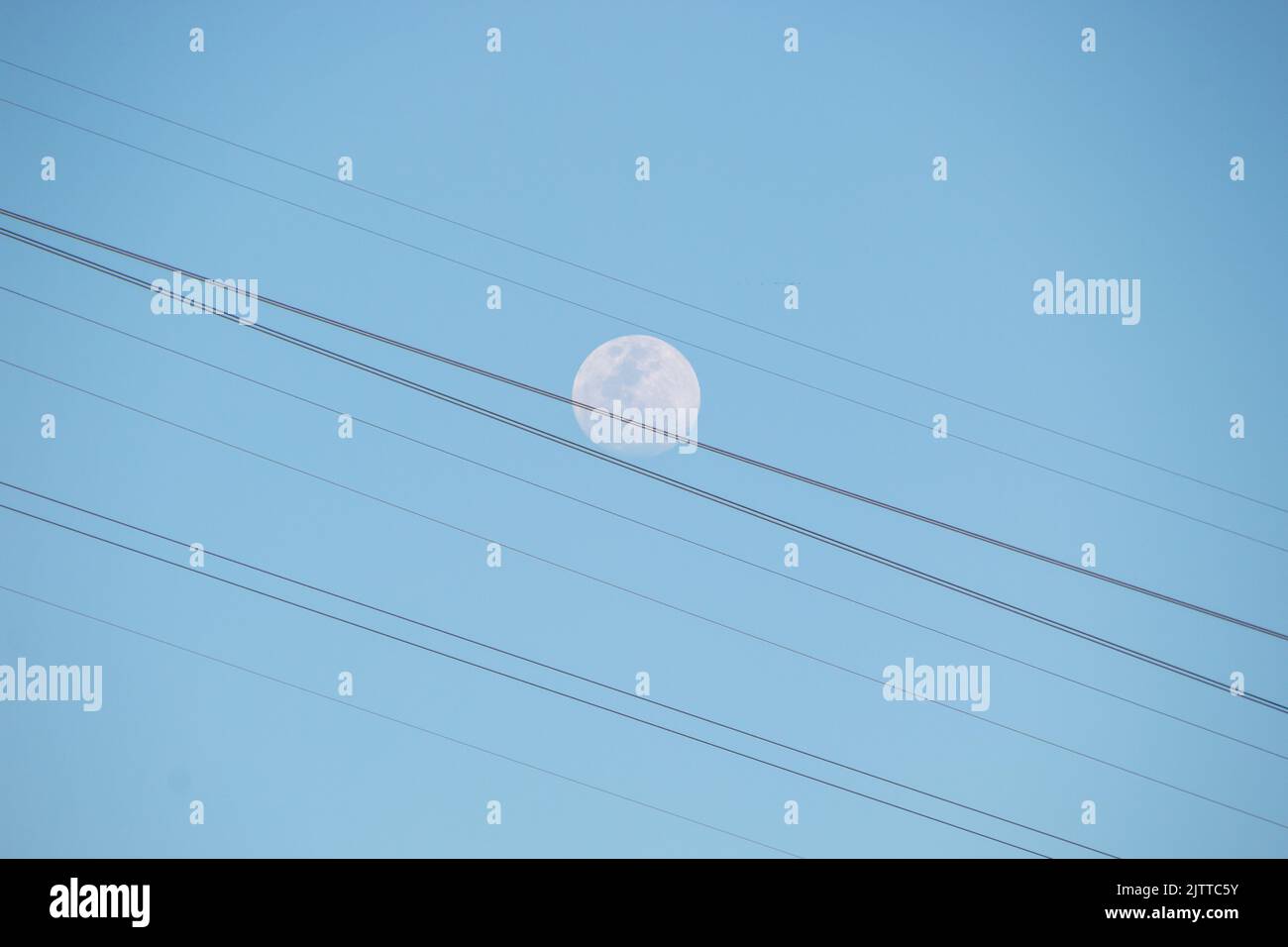 full moon with the sugarloaf cable car cables in rio de janeiro Stock ...
