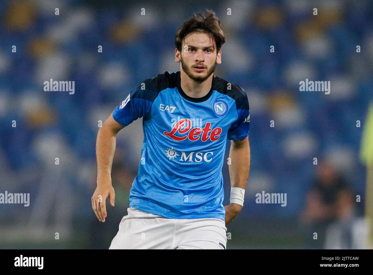 Ssc NapoliÕs Forward Khvicha Kvaratskhelia Looks During The Serie A Football Match Between Ssc