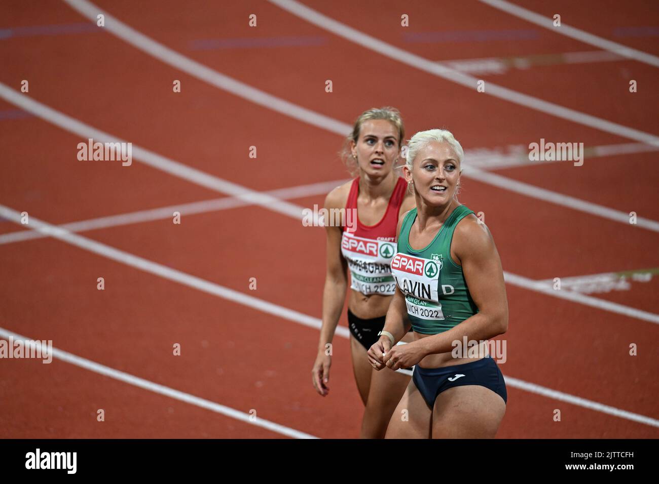 Sarah Lavin participating in the 100 meters hurdles of the European ...