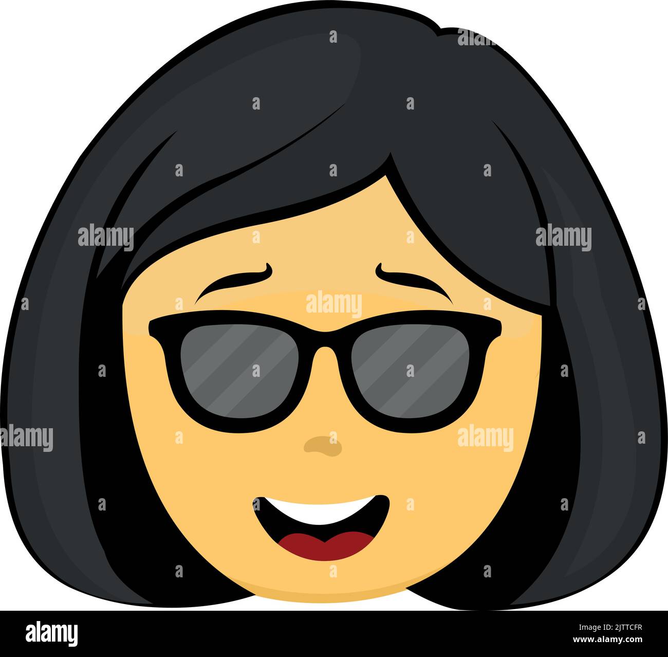 Vector illustration of the face of a female emoji with sunglasses Stock ...