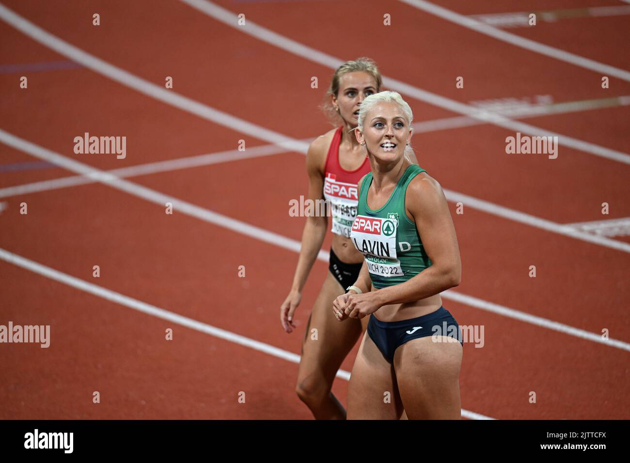 Sarah Lavin participating in the 100 meters hurdles of the European ...