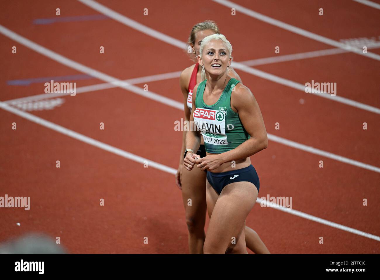 Sarah Lavin participating in the 100 meters hurdles of the European ...