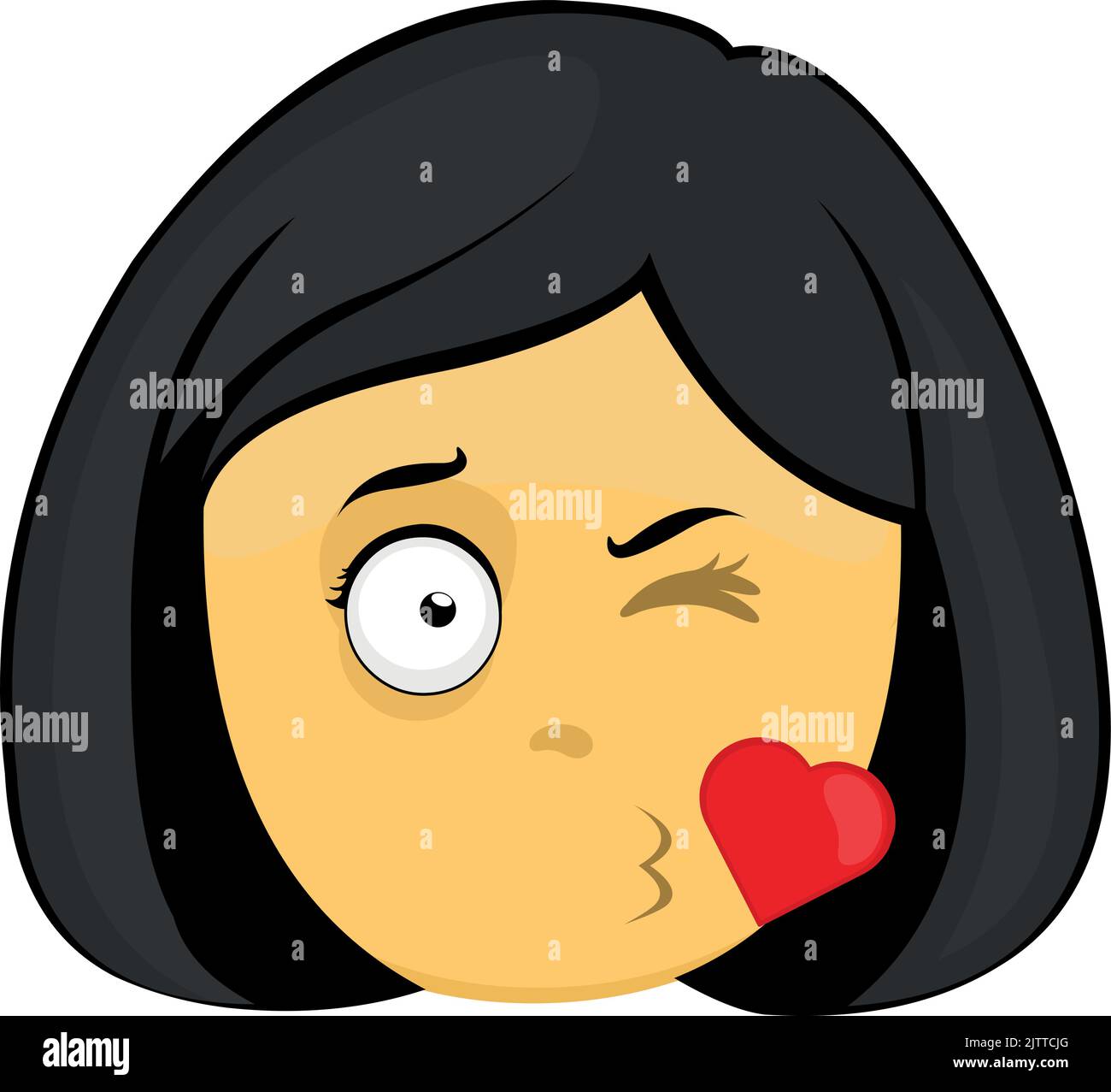 Vector illustration of yellow woman emoji giving a heart shaped kiss Stock Vector Image & Art ...