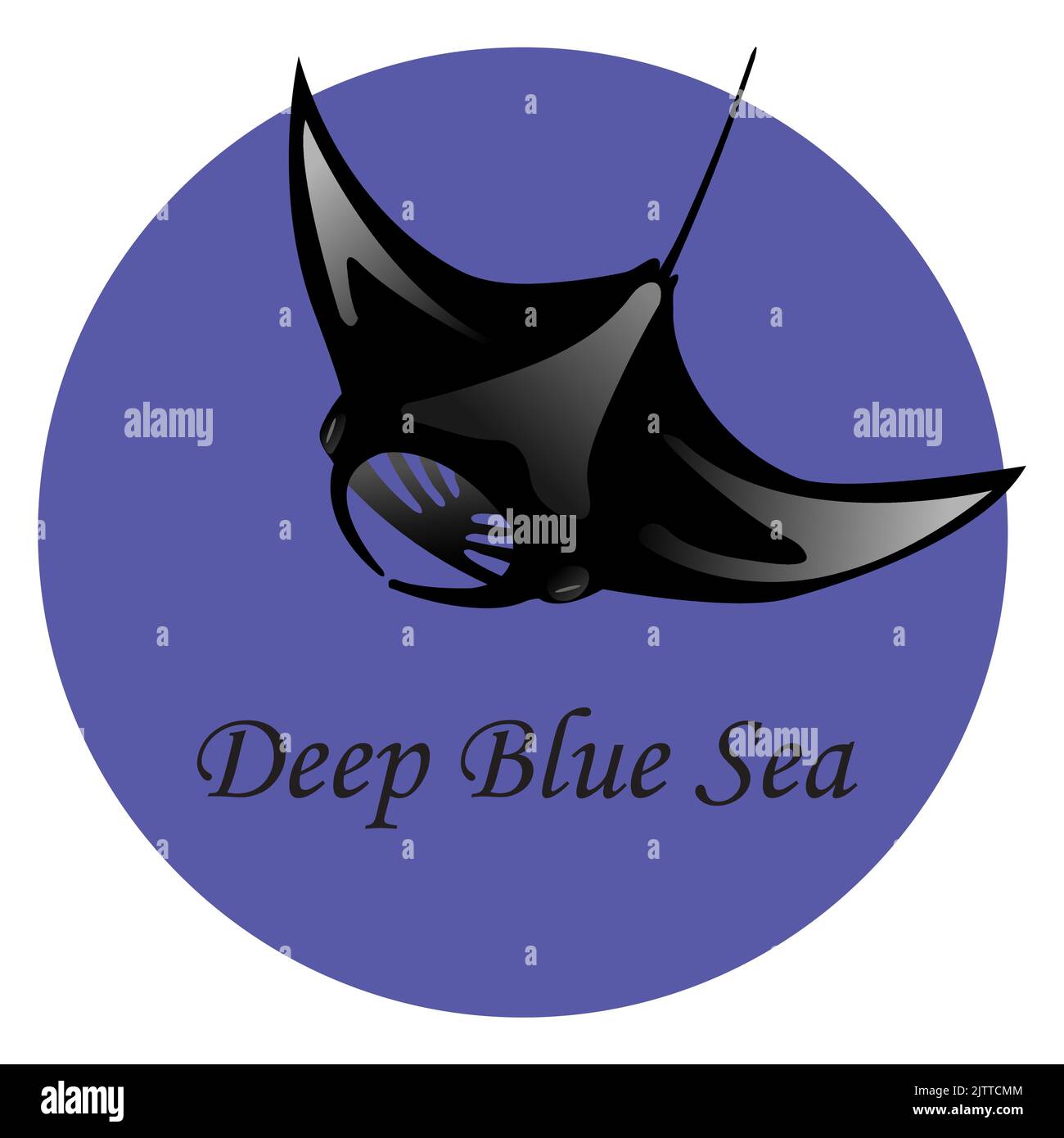 A black manta ray logo in a purple circle isolated on white background ...