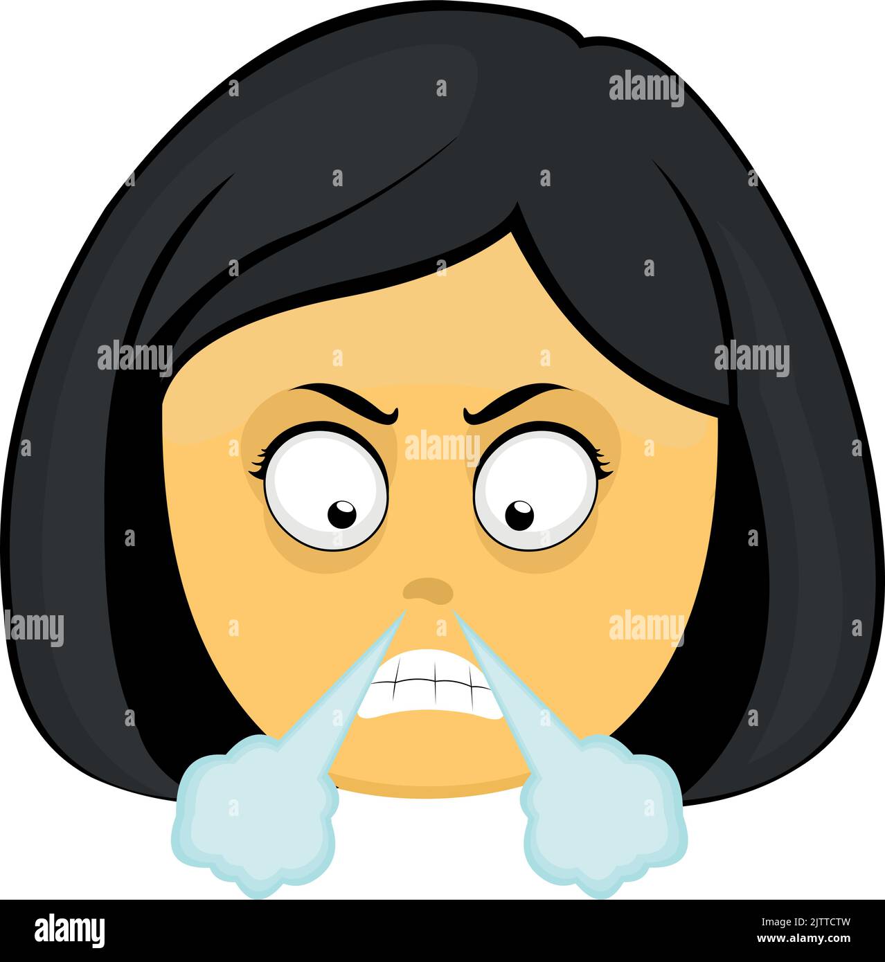 Vector Emoji Illustration Of A Yellow Cartoon Girl With An Angry