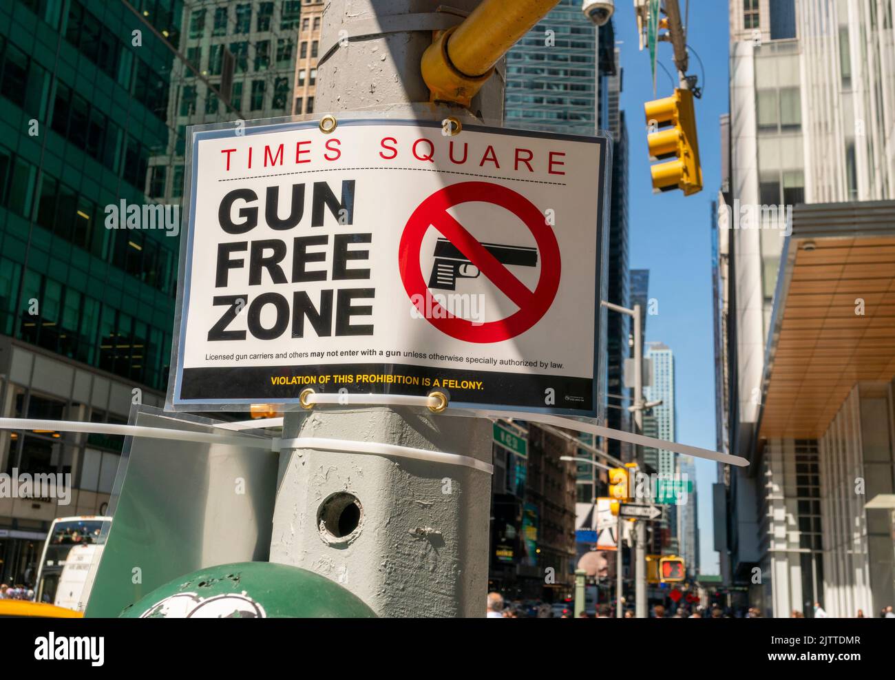 “Gun Free Zone” signs sprout in Times Square in New York on Thursday ...