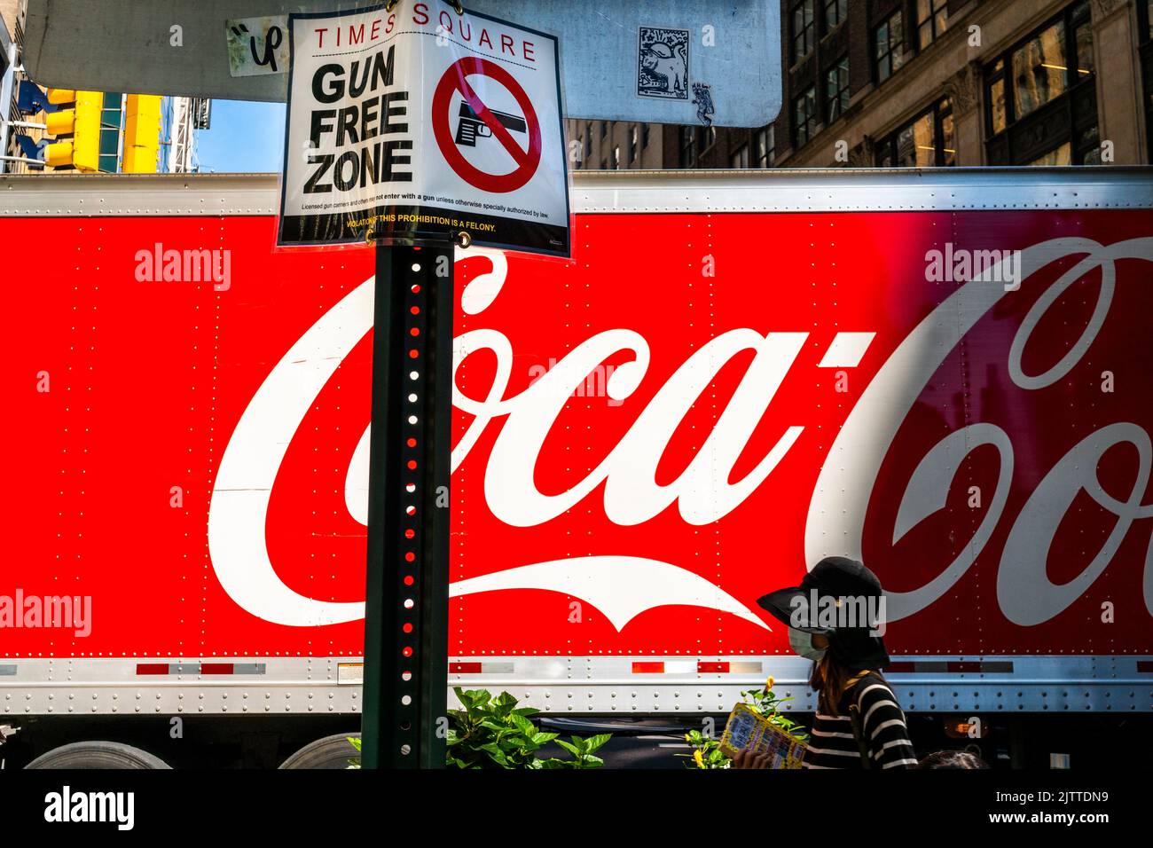 “Gun Free Zone” signs sprout in Times Square in New York on Thursday ...