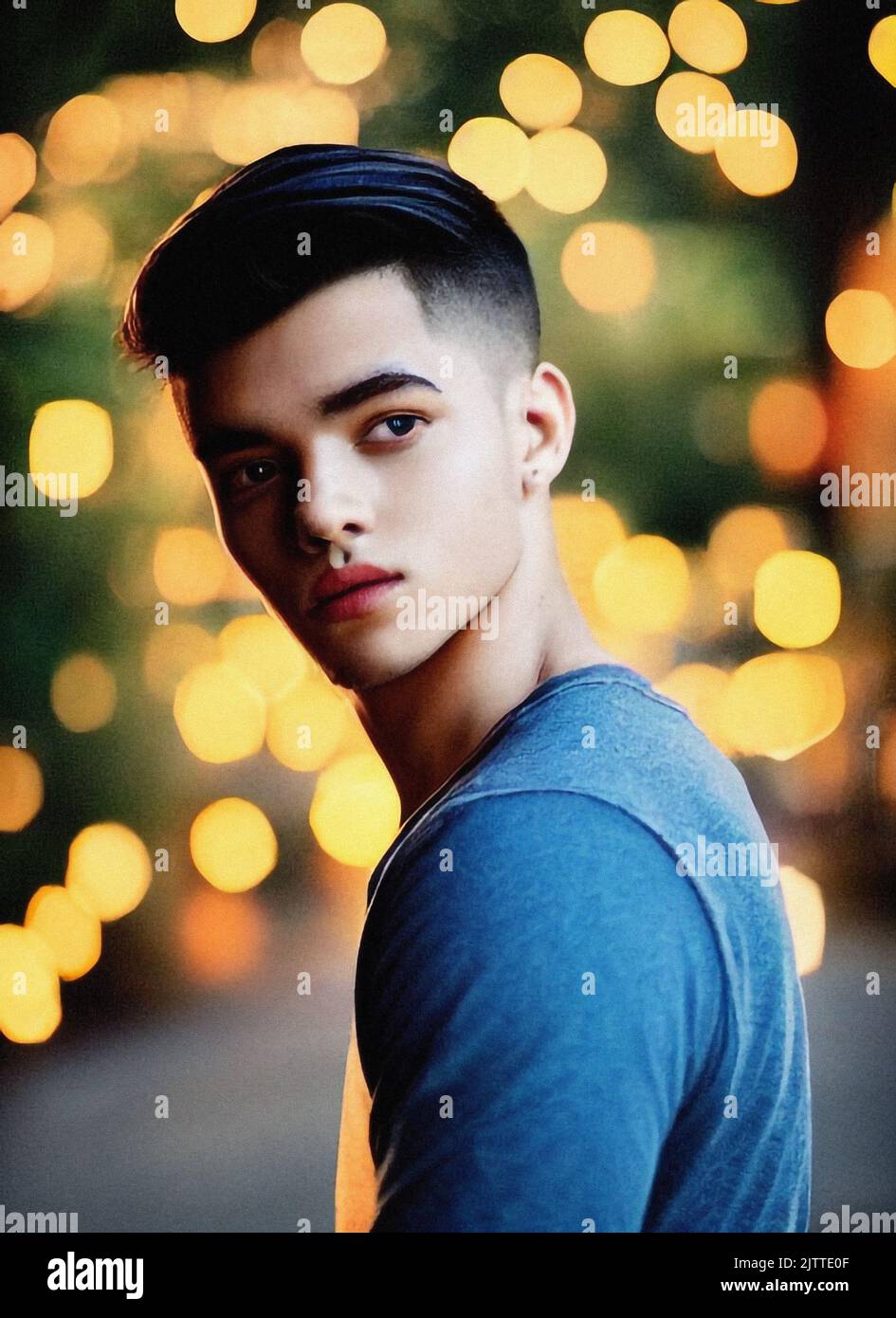 A handsome young man looking back over his shoulder Stock Photo - Alamy