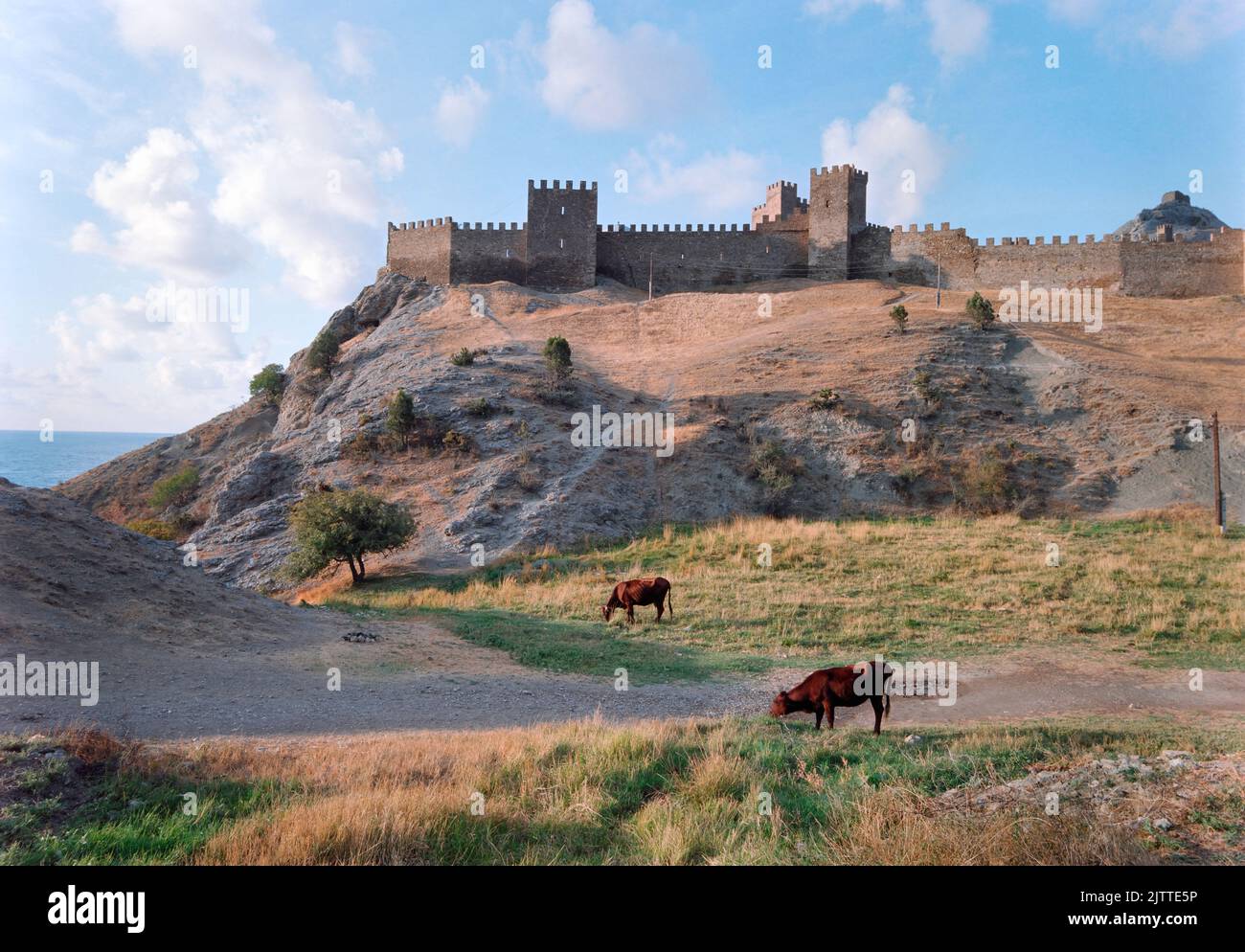 View of the city of Sudak and the Genoese fortress Stock Photo - Alamy