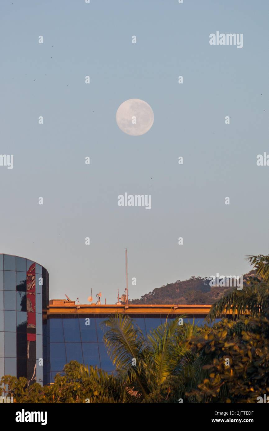 full moon over a building on Botafogo beach in Rio de Janeiro Stock ...