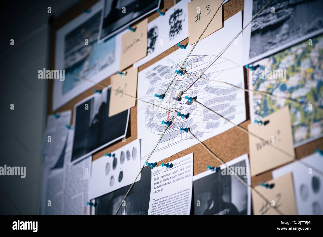 Police Investigation Board And Crime Victim Information Stock Photo - Alamy