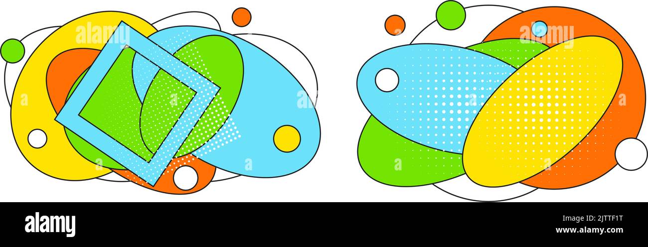 Abstract geometric pop art banner. Zine heap background of circular ...