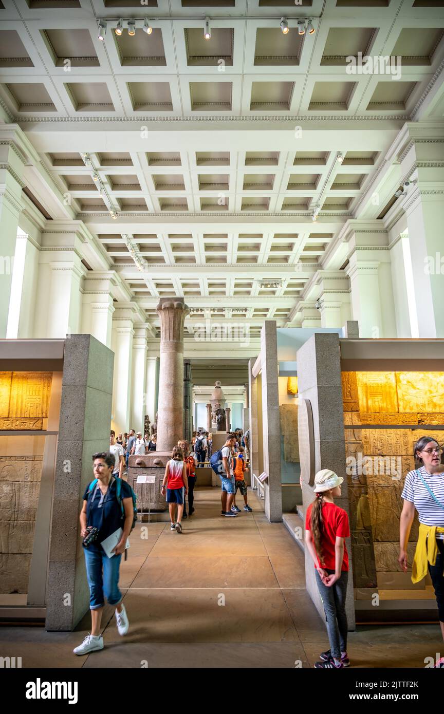 London, UK - August 19, 2022: egyptian exhibits inside the famous ...