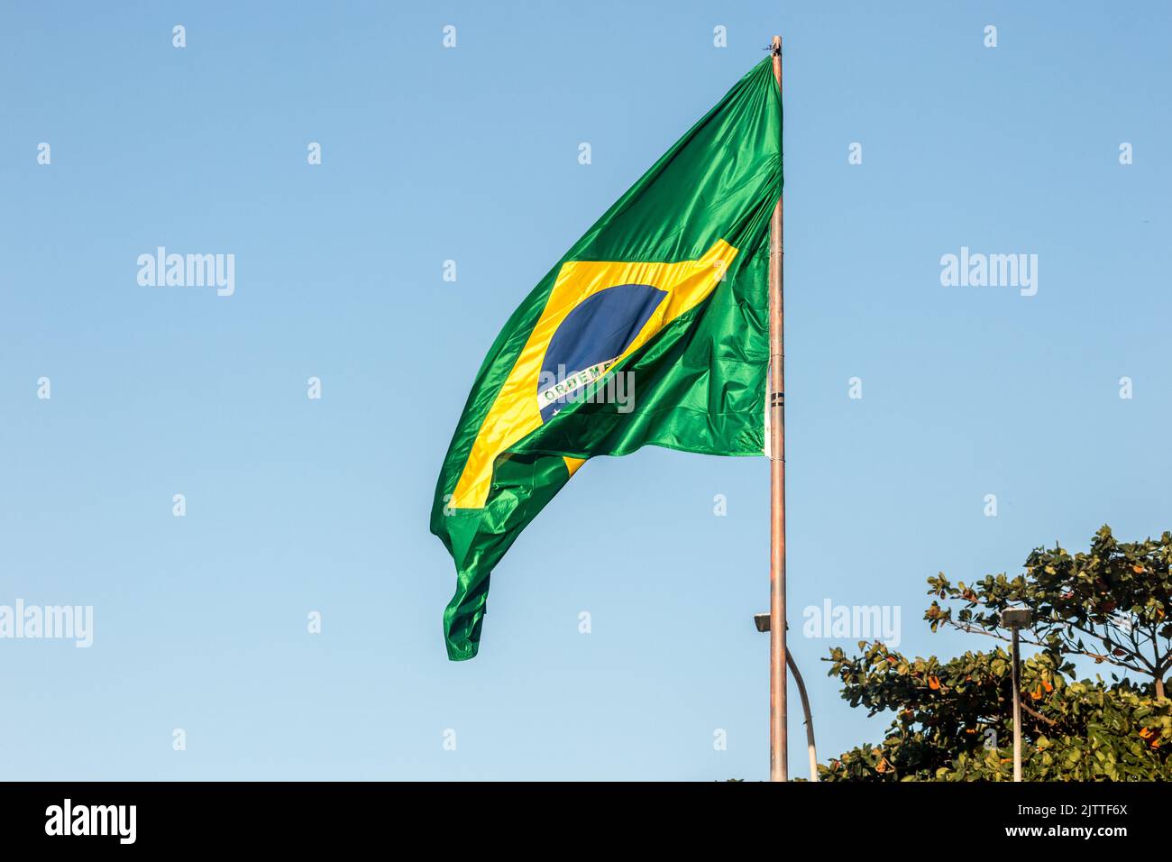 Flag of Brazil outdoors in Rio de Janeiro Stock Photo - Alamy