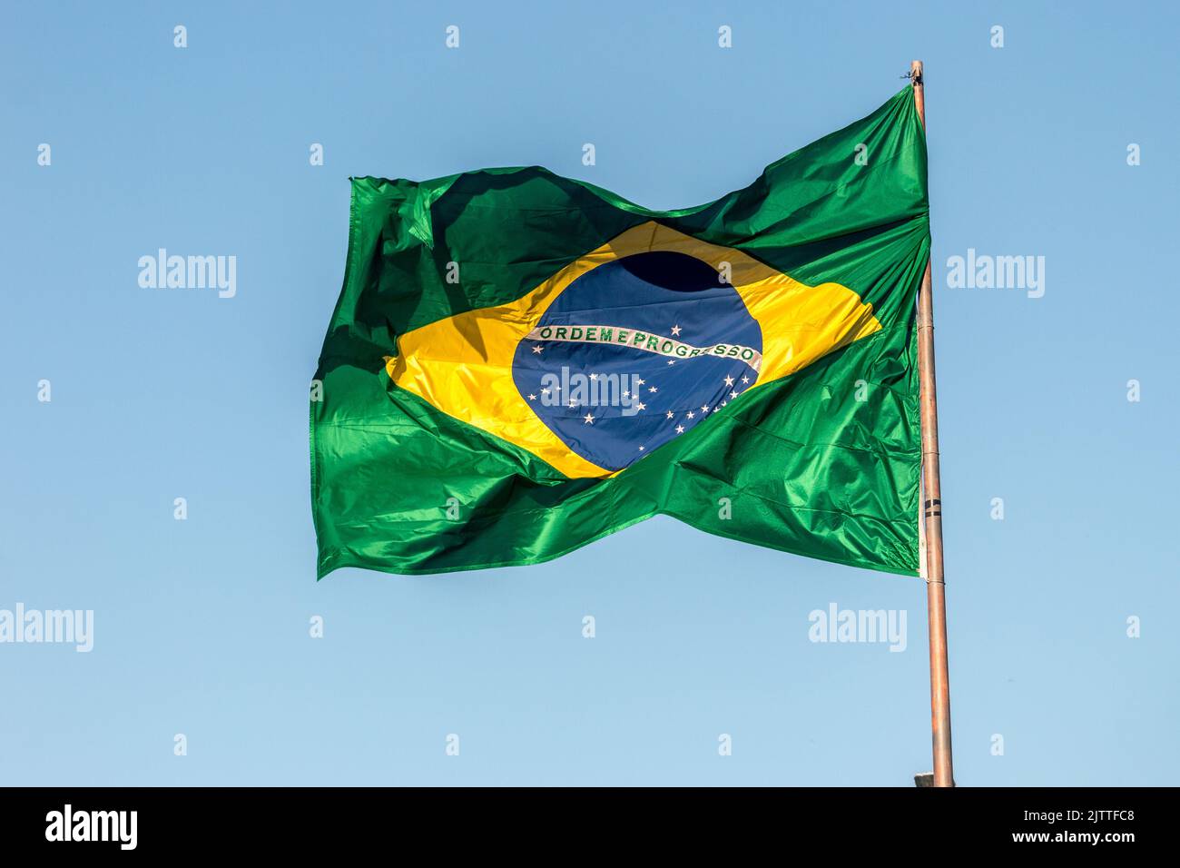 Flag of Brazil outdoors in Rio de Janeiro Stock Photo - Alamy