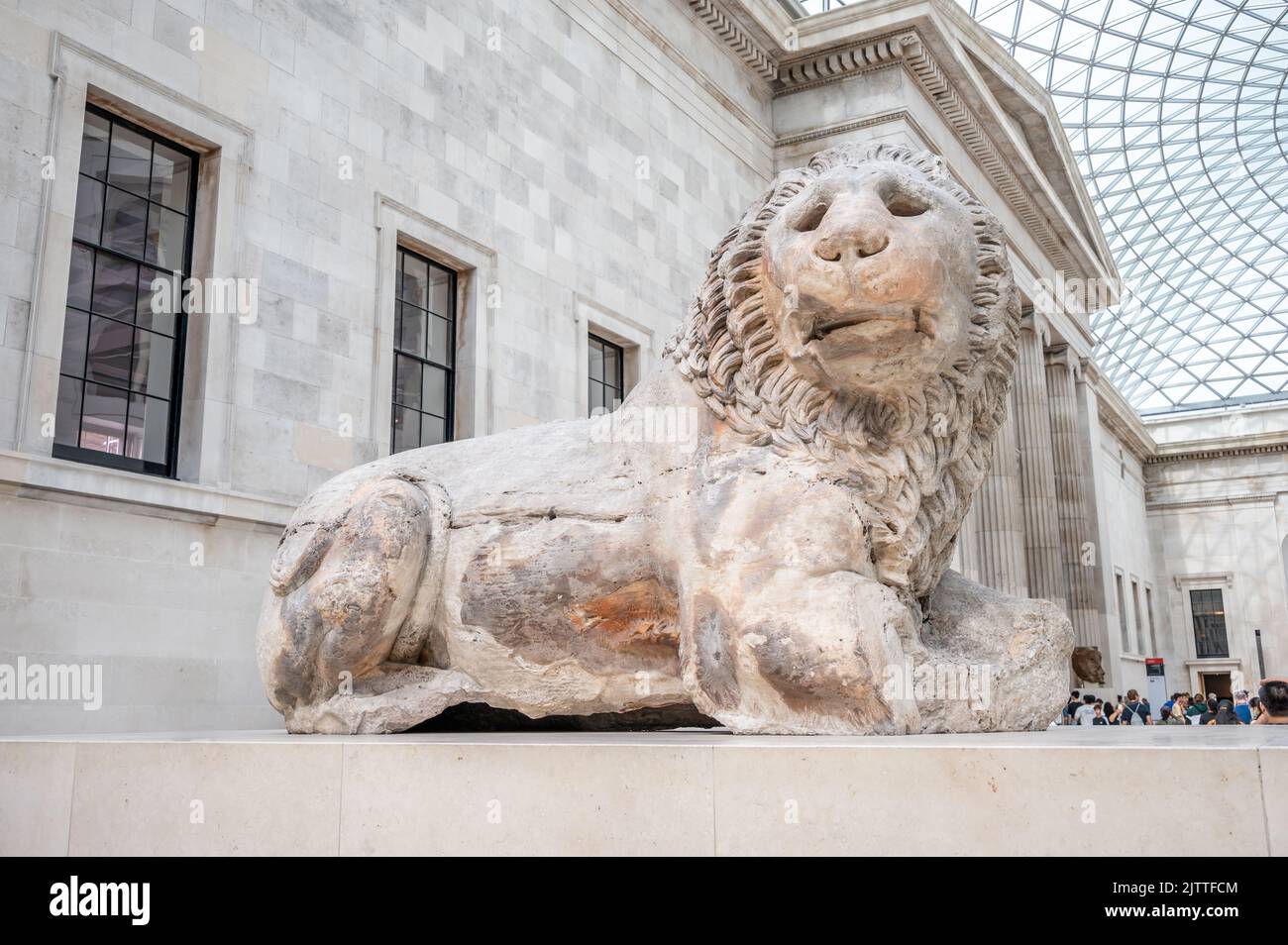 London, UK - August 19, 2022: Exhibits inside the Great Court at the ...