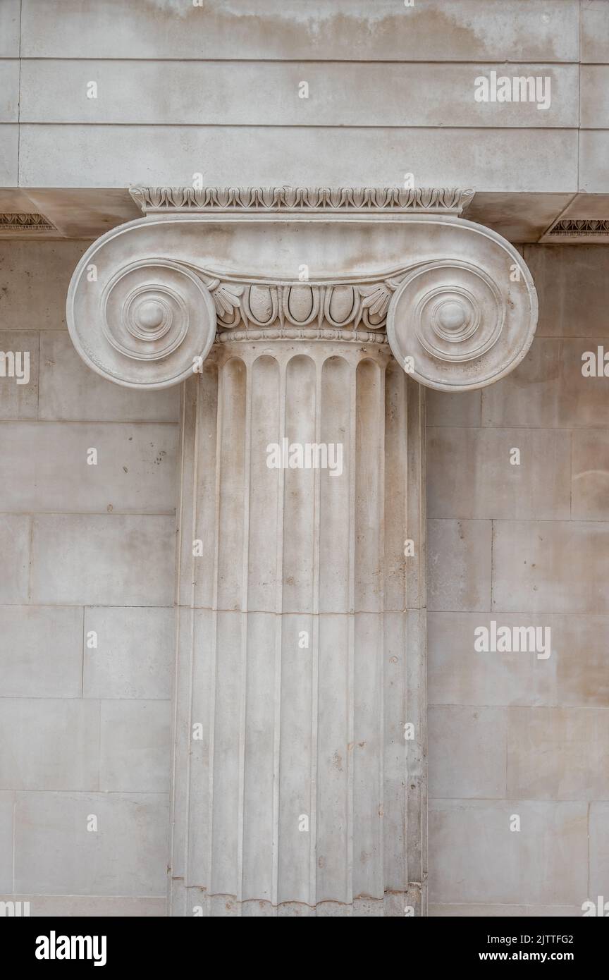 Detail of a decorative stone column based on the greek style Stock ...
