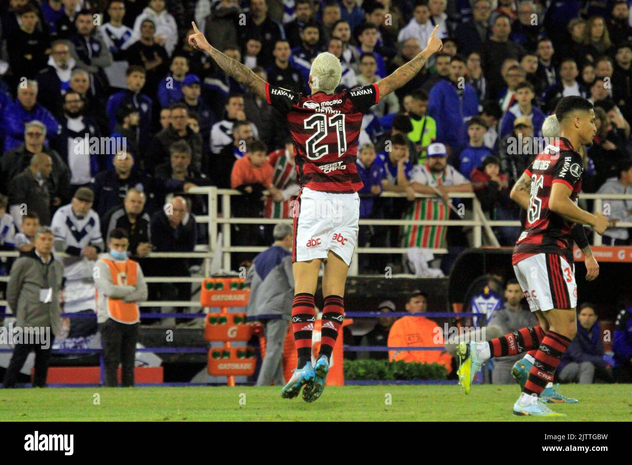 31st August 2022. José Amalfitani Stadium, Liniers, Buenos Aires, Argentina; Pedro of Flamengo ...