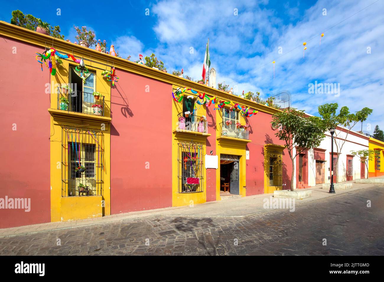 Oaxaca, Mexico, Scenic old city streets and colorful colonial buildings ...