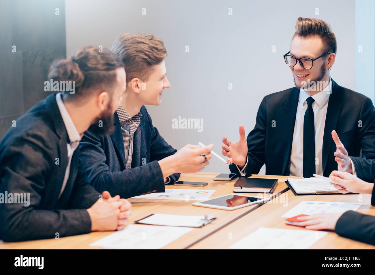 business meeting discussing project objectives Stock Photo - Alamy