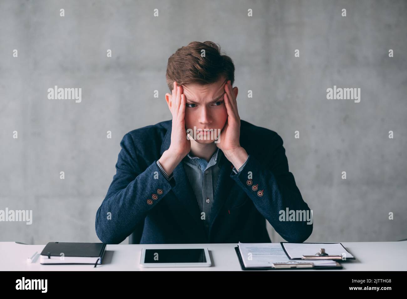 office routine deadlines stressed young manager Stock Photo - Alamy