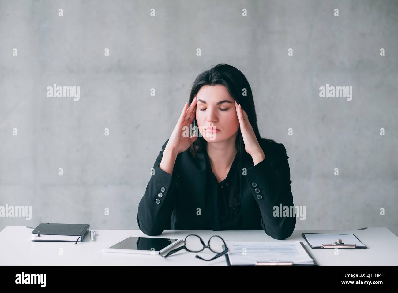 Tired woman overloaded work tasks hi-res stock photography and images ...
