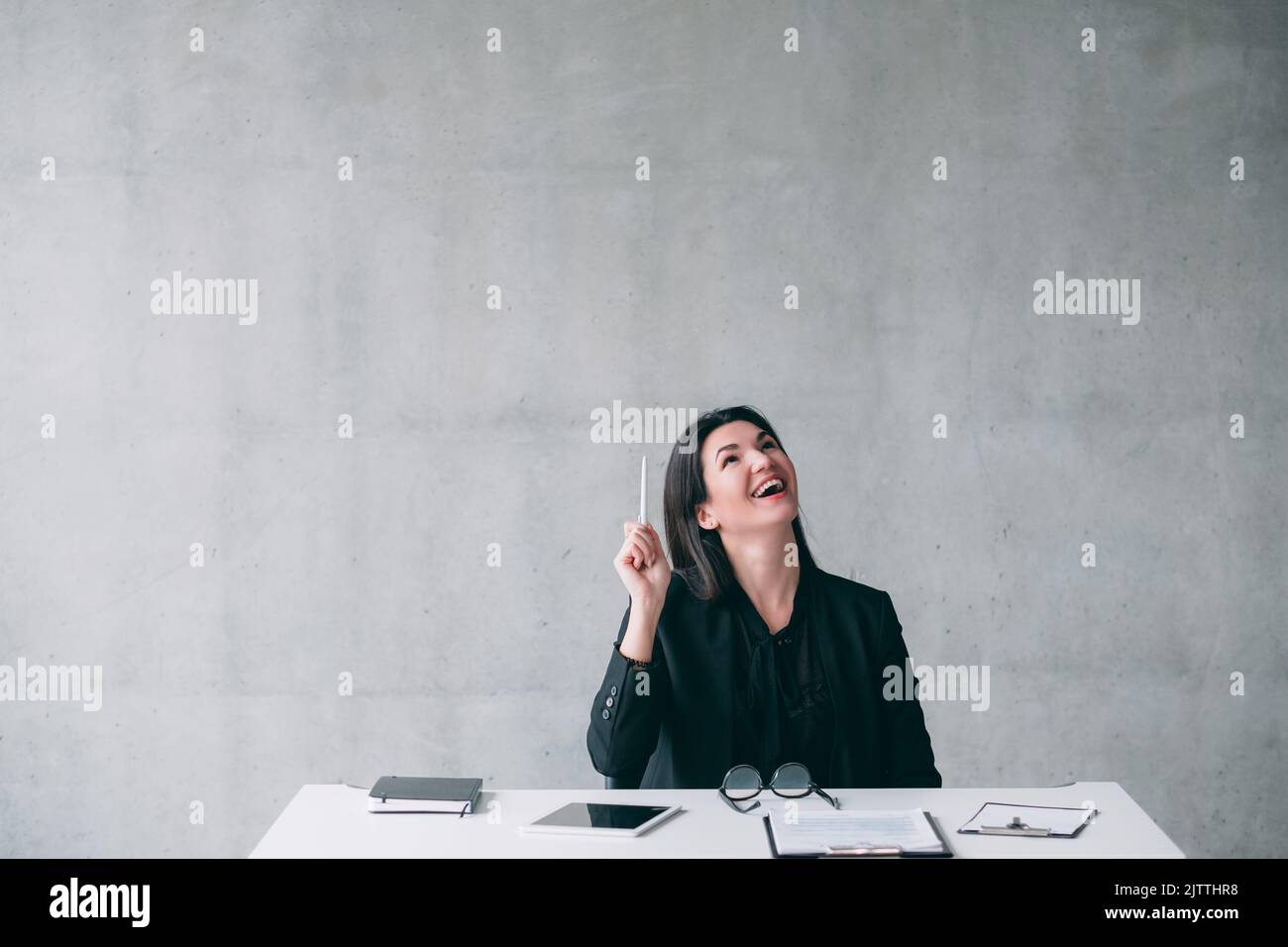 creative cheerful business woman gained insight Stock Photo - Alamy